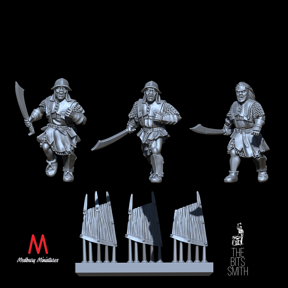 The Bits Smith - Orc Scouts in Rüstung mit Schwert und Schild